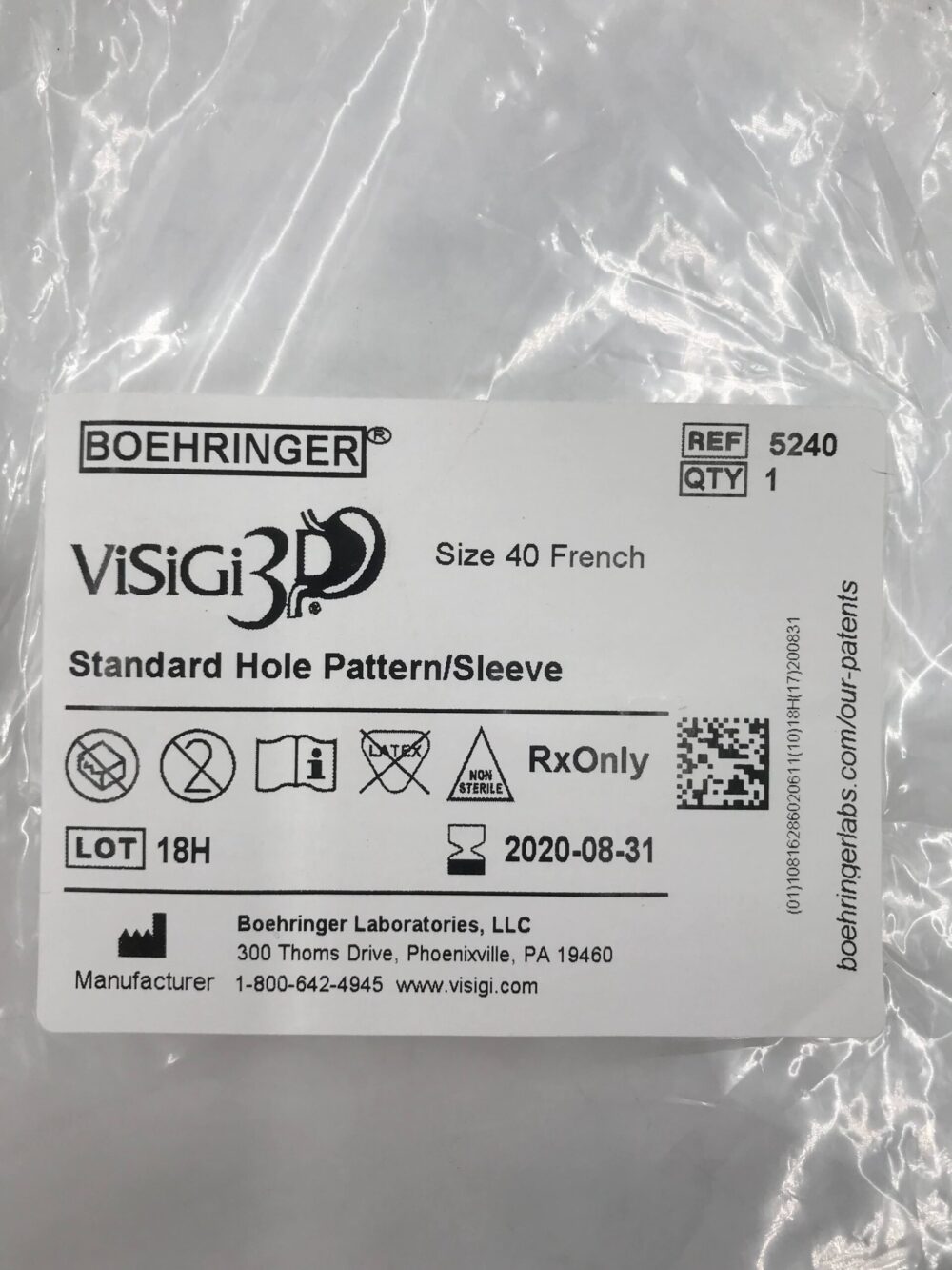 BOEHRINGER LABORATORIES 5240 Visigi 3D Standard Hole Pattern/Sleeve,40 ...