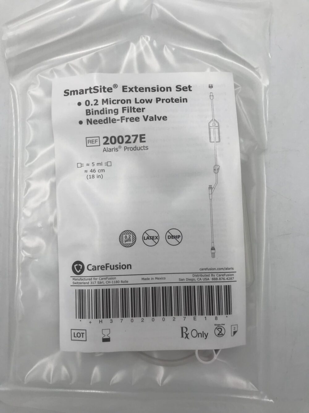 CareFusion 20027E Alaris Products Extension Set 0.2 Micron Filter ...