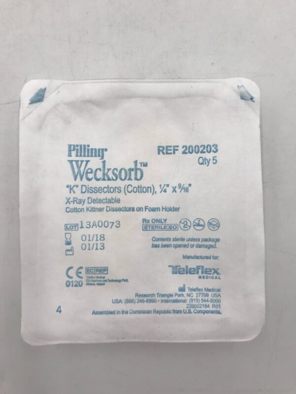 Teleflex 200203 Pilling Wecksorb “K” Dissectors (Cotton) 1/4″ x 9/16″ X ...