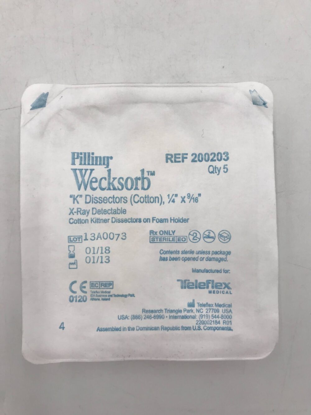 Teleflex 200203 Pilling Wecksorb "K" Dissectors (Cotton) 1/4" x 9/16" X ...