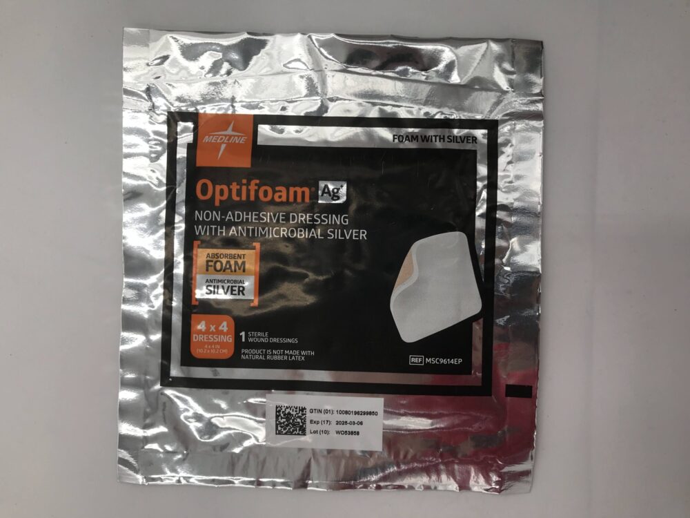 Medline MSC9614EP Optifoam Ag+ Non-Adhesive Dressing with Antimicrobial ...