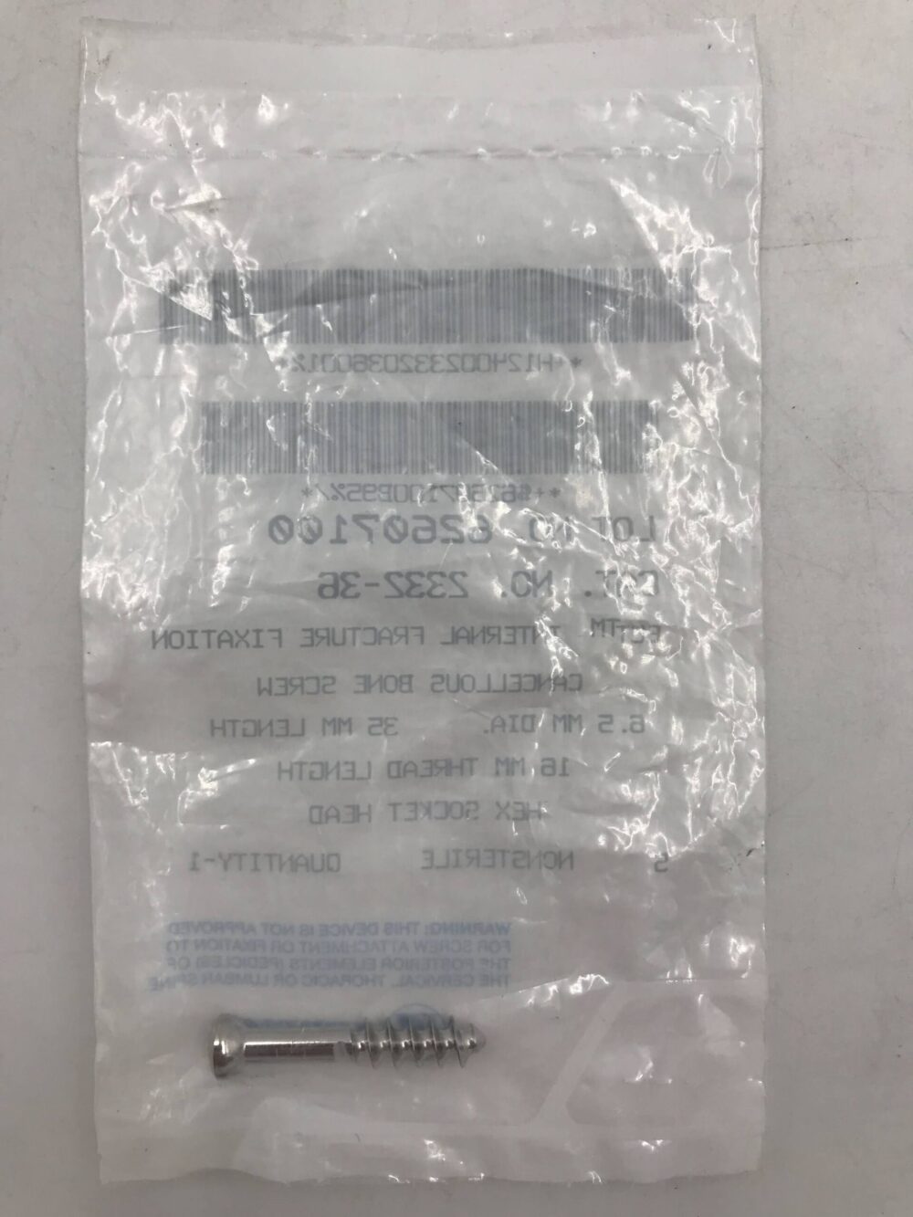 Zimmer 2332-36 Internal Fracture Fixation Cancellous Bone Screw 6.5mm ...