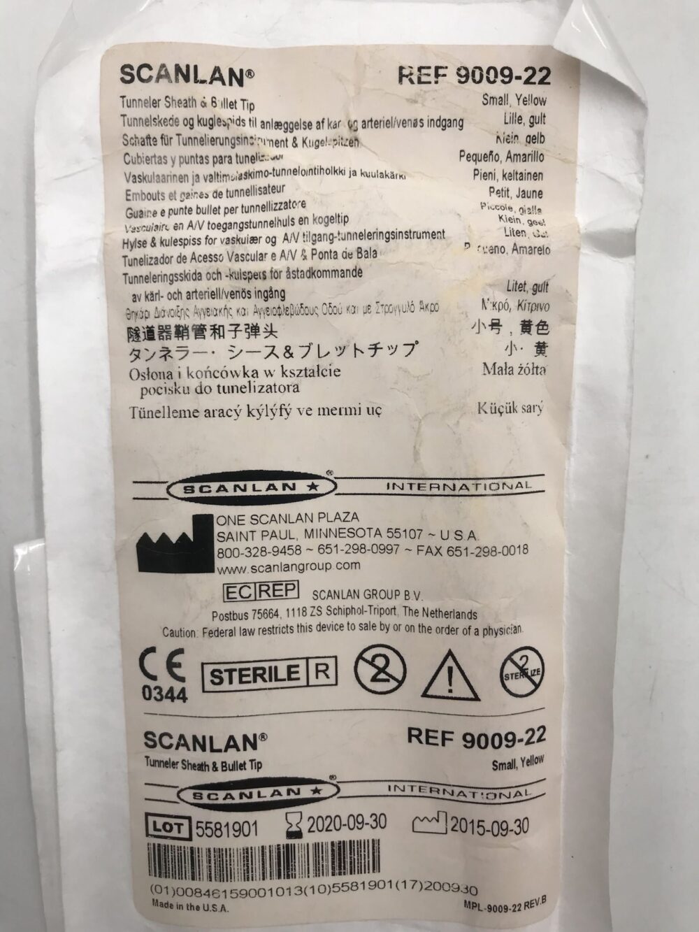 Scanlan 9009-22 Tunneler Sheath & Bullet Tip Small Yellow (X) - GB TECH USA