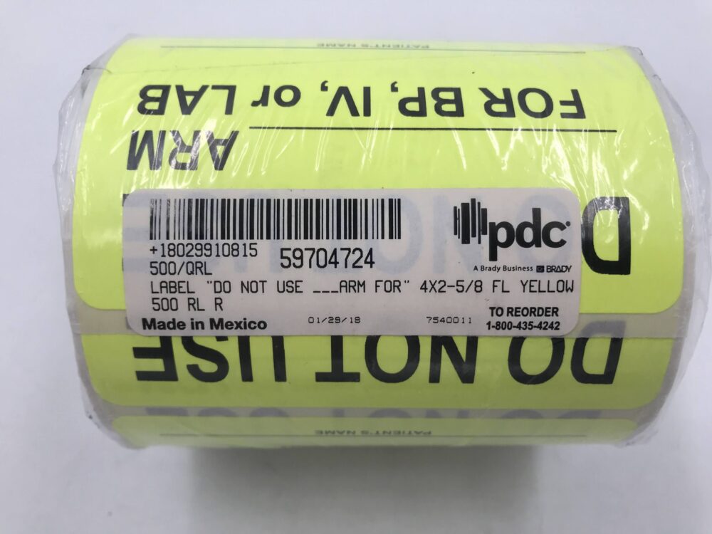 PDC 59704724 "Do Not Use Label" 500/QRL Yellow - GB TECH USA