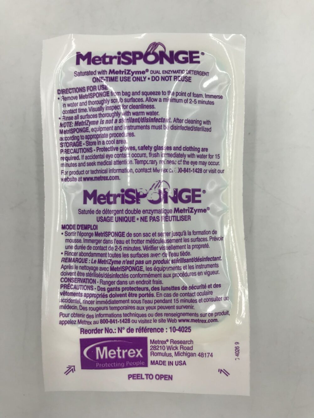 Metrex 10-4025 MetriSponge Saturated with MetriZyme Dual Enzymatic ...