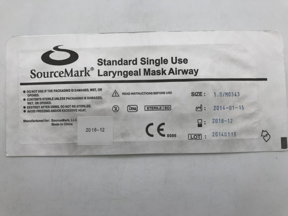 SourceMark M0343 Standard Single Use Laryngeal Mask Airway 1.0 (X) - GB ...