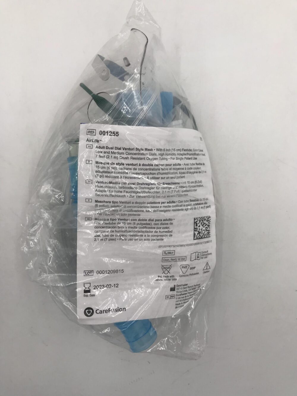 CareFusion 001255 AirLife Adult Dual Dial Venturi Style Mask with 6in ...