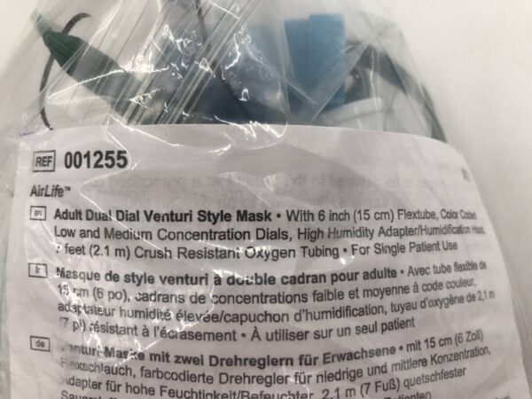 CareFusion 001255 AirLife Adult Dual Dial Venturi Style Mask with 6in ...