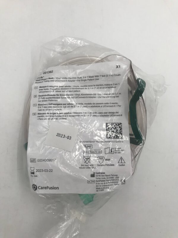 CareFusion 001362 AirLife Adult Oxygen Mask w/ 7′ Crushing Resistant ...