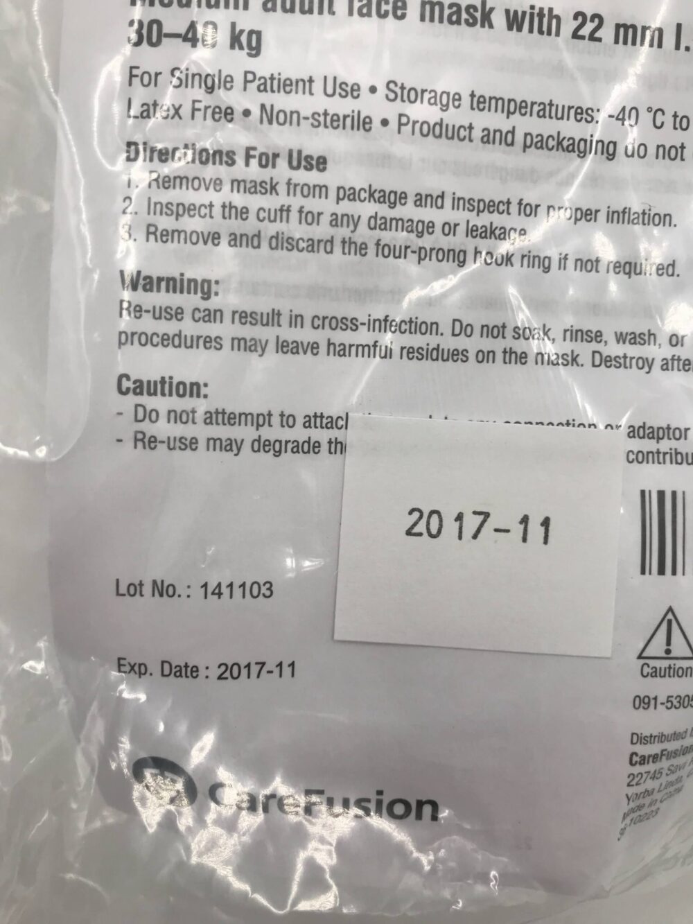 CareFusion 2K8054 AirLife Disposable Face Mask Medium Adult with 22mm I ...