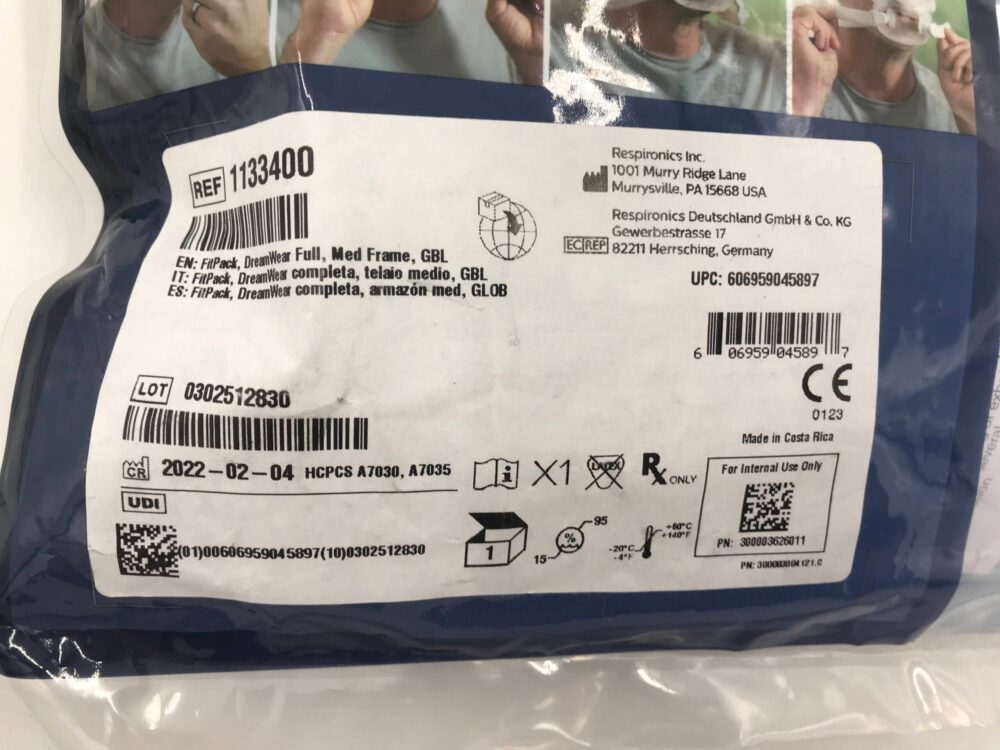 RESPIRONICS 1133400 Dreamwear FitPack Full, Med. Frame Face Mask - GB ...