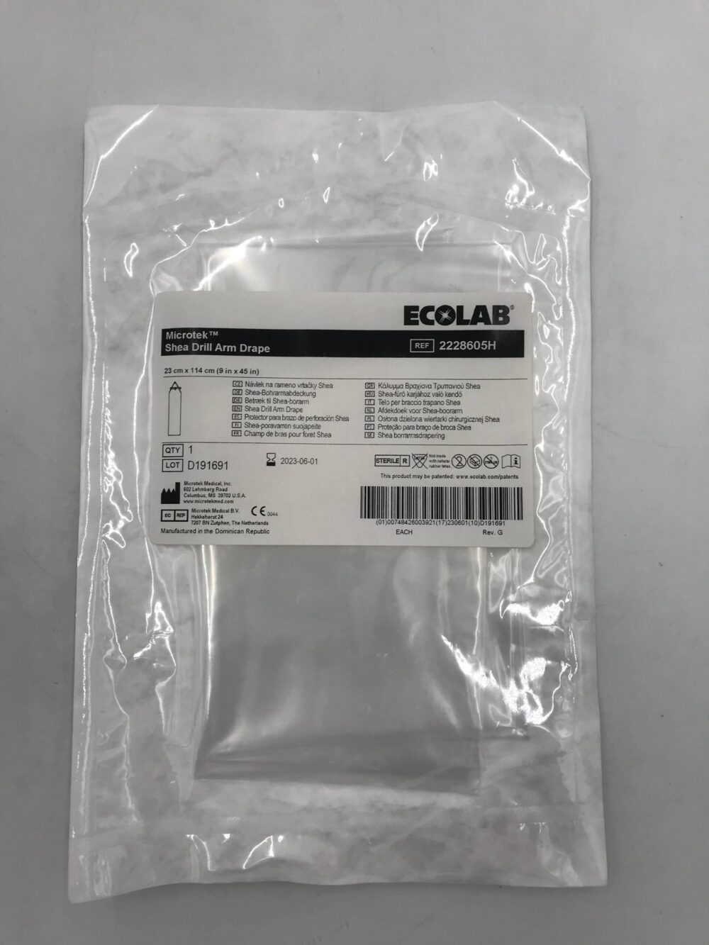 MICROTEK MEDICAL 2228605H Ecolab Shea Drill Arm Drape 23cm x 114cm (X ...