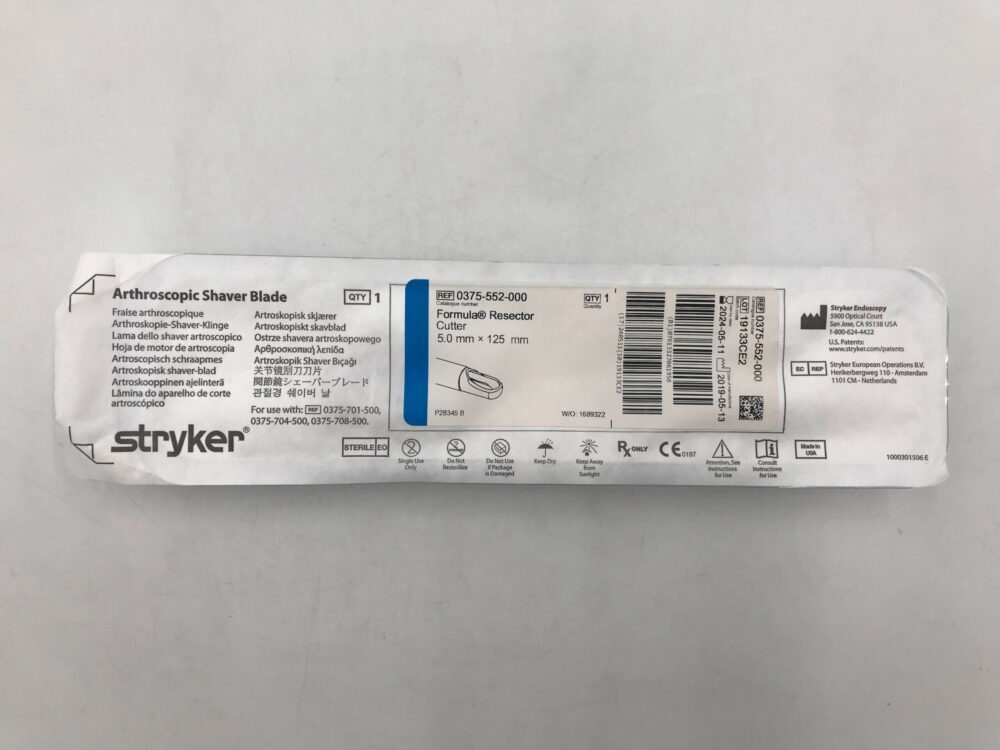 STRYKER 0375-552-000 Formula Resector Cutter, Disposable Arthroscopic ...