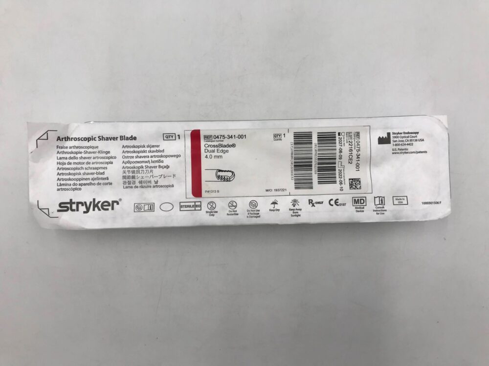 STRYKER 0475-341-001 CrossBlade Dual Edge Arthroscopic Shaver Blade 4mm ...