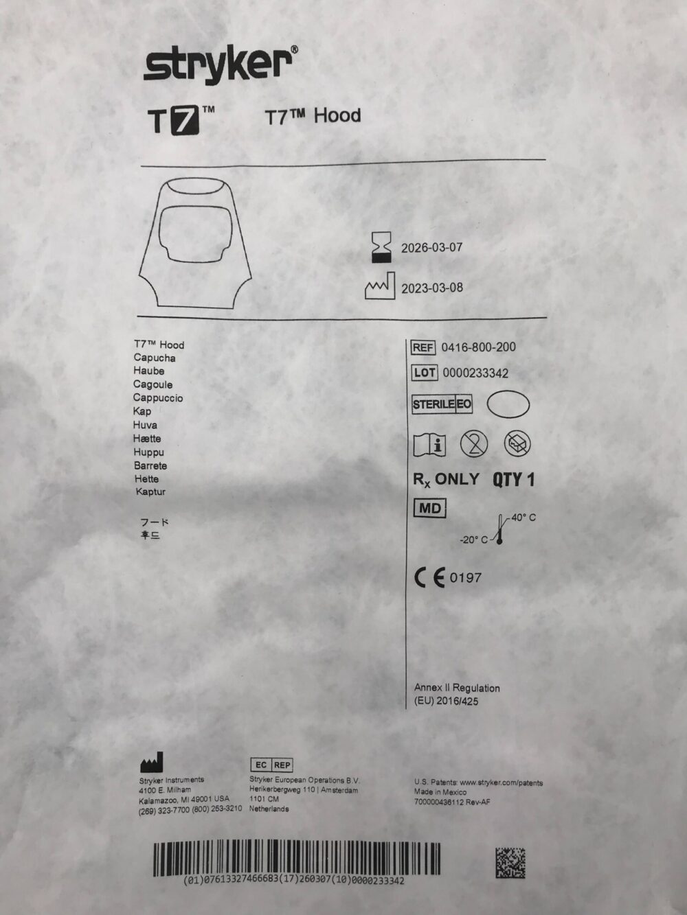 STRYKER 0416-800-200 T7 Hood - GB TECH USA