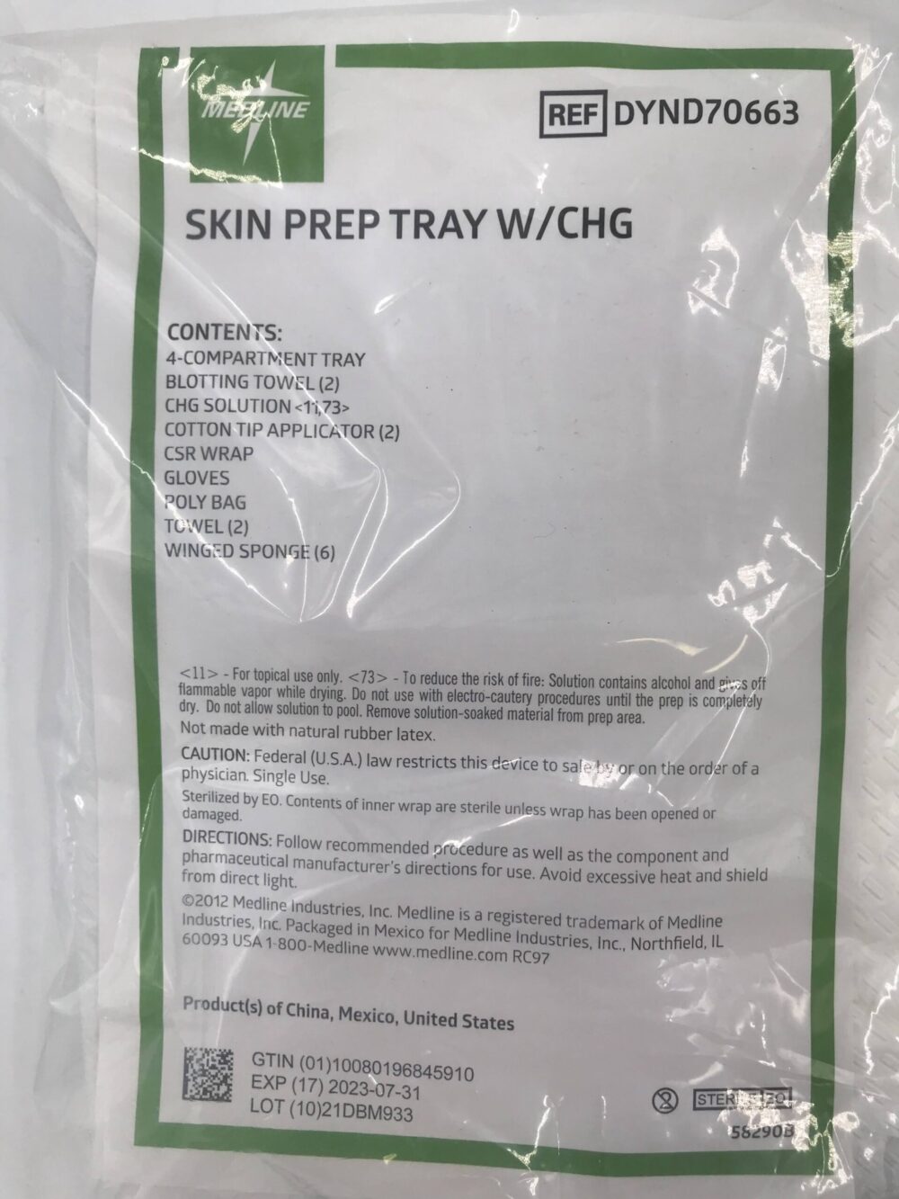 MEDLINE DYND70663 Skin Prep Tray w/CHG (X) – GB TECH USA