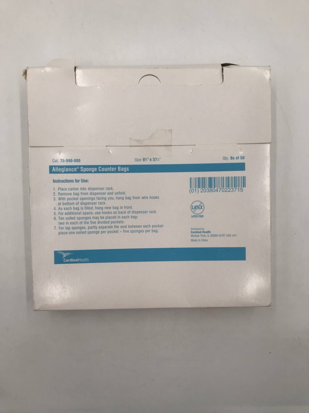 Cardinal Health 75-990-000 Allegiance Sponge Counter Bags 9-3/4" x 37-1 ...