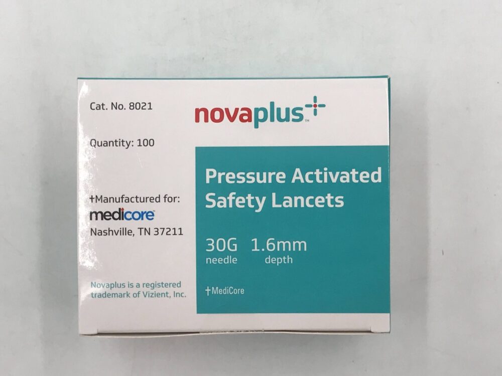MediCore 8021 Novaplus Pressure Activated Safety Lancets 30G Needle 1 ...
