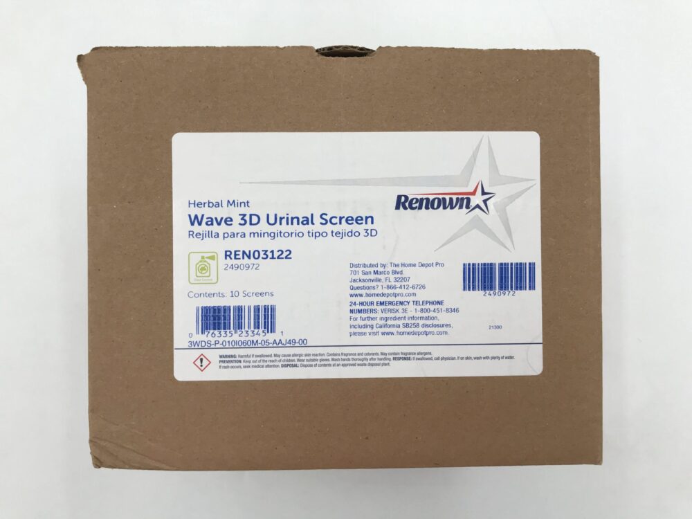 The Home Depot Pro REN03122 Renown Herbal Mint Wave 3D Urinal Screen (10/Box) - GB TECH USA
