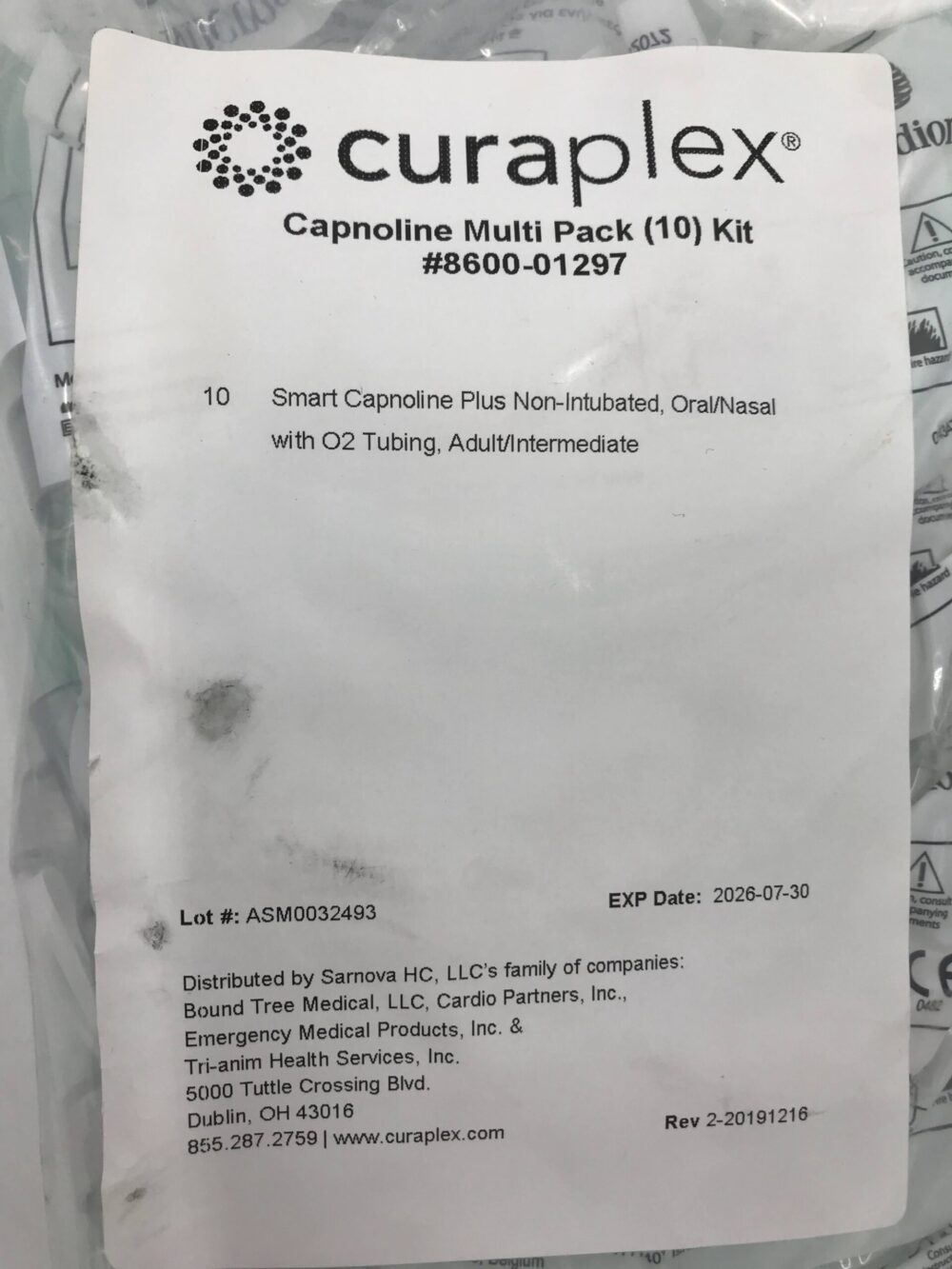 Curaplex 8600-01297 Smart Capnoline Plus Non-Intubated, Oral/Nasal with ...