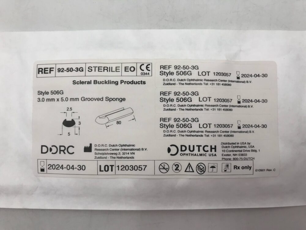 Dorc 92-50-3G Scleral Buckling Products Grooved Sponge 3.0mm x 5.0mm ...