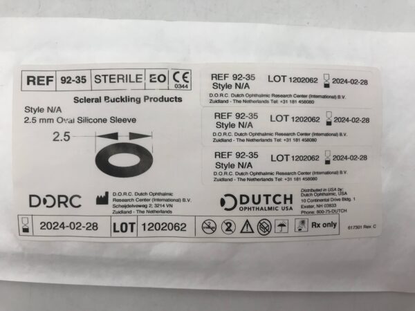 Dorc 92-35 Scleral Buckling Products Oval Silicone Sleeve 2.5mm - GB ...