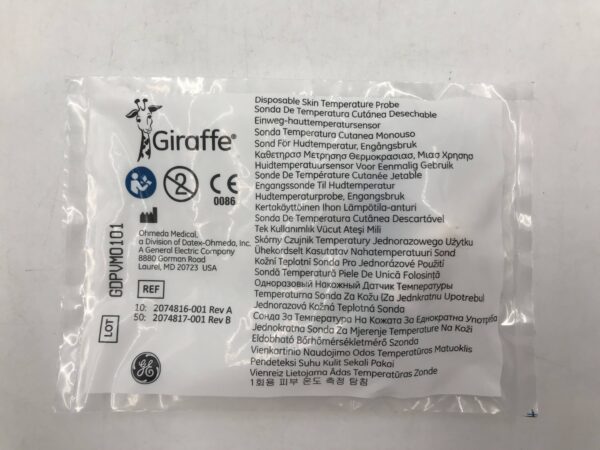 Ohmeda Medical 2074816-001 Giraffe Disposable Skin Temperature Probe ...