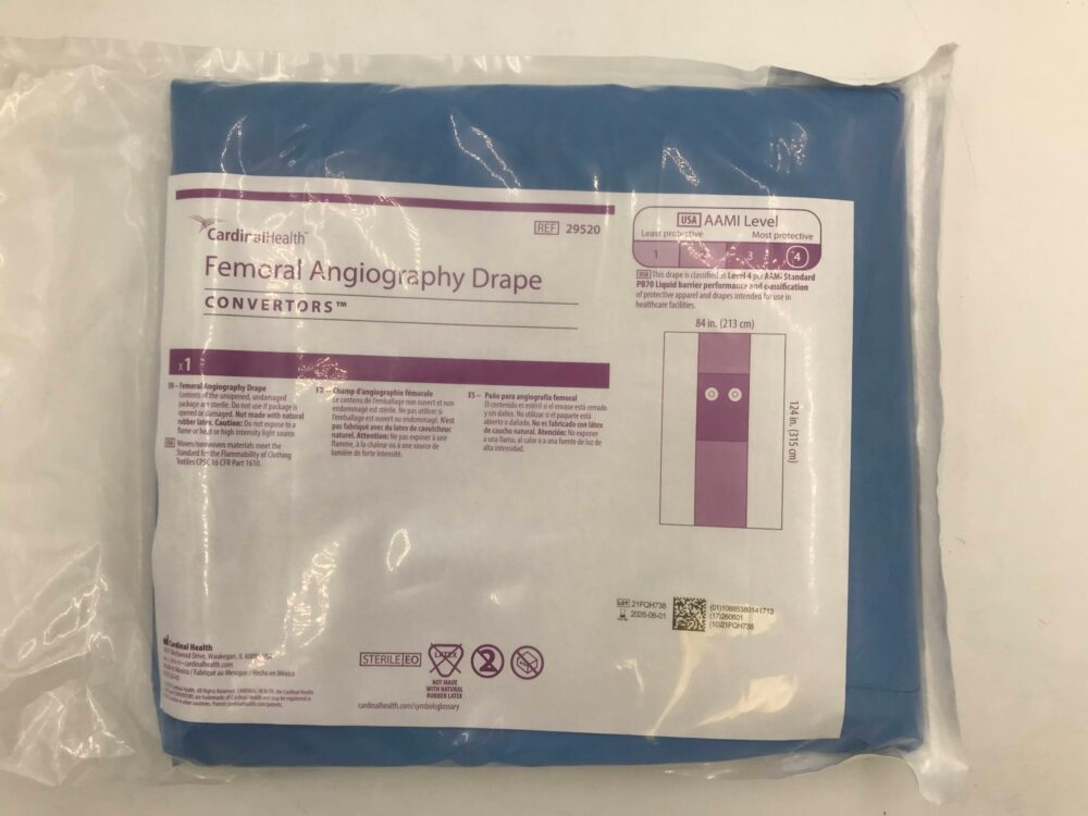 CARDINAL HEALTH 29520 Convertors Femoral Angiography Drape AAMI Level 4 ...