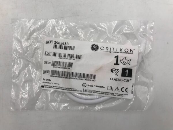 GE MEDICAL 2638 Critikon Blood Pressure Classic-Cuff Size:1 3-6cm – GB ...