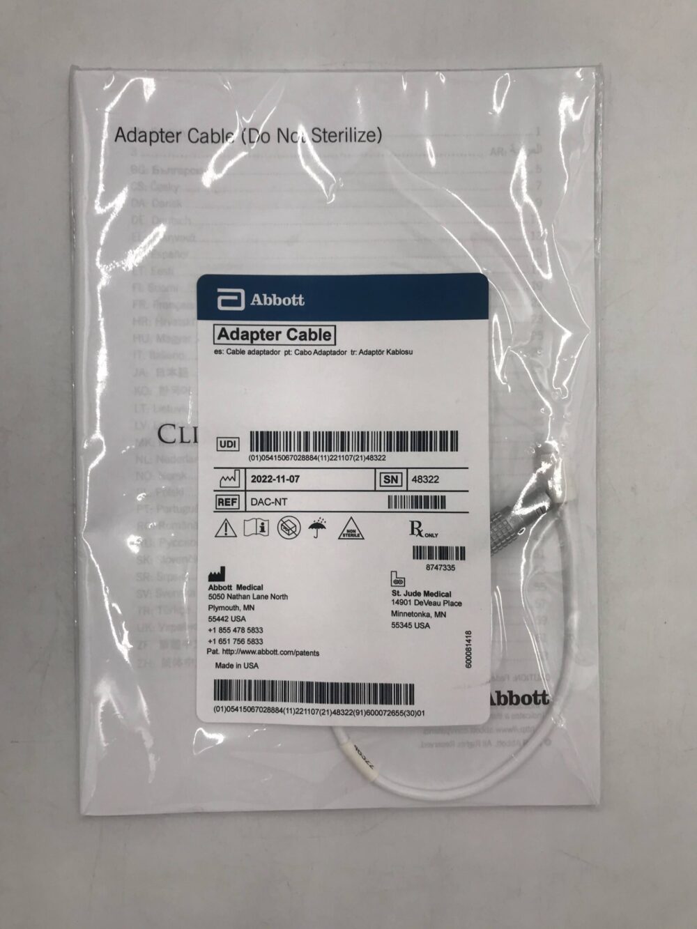 ABBOTT DAC-NT Adapter Cable - GB TECH USA