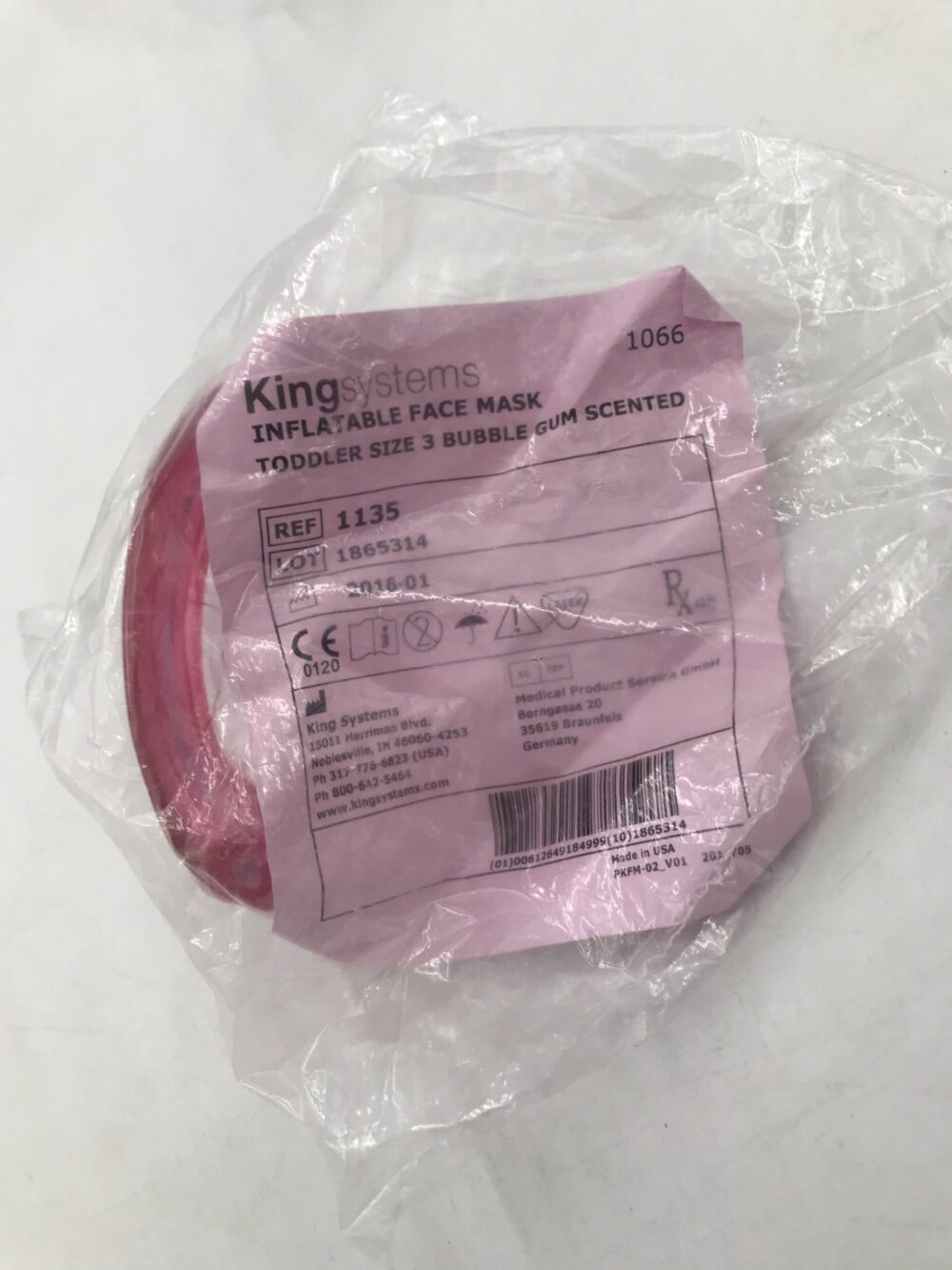 KING SYSTEMS 1135 Inflatable Face Mask Toddler Size 3, Bubble Gum ...