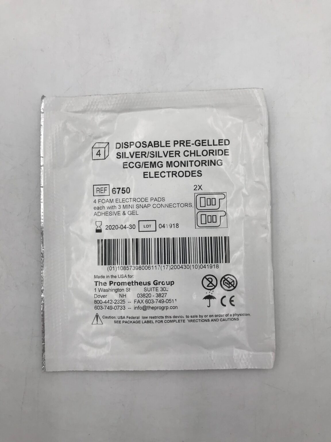PROMETHEUS GROUP 6750 Disp. Pre-Gelled Silver/Silver Chloride ECG/EMG ...