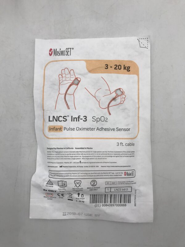MASIMO 2319 Infant Pulse Oximeter Adhesive SpO2 Sensor w/3ft Cable, 3 ...