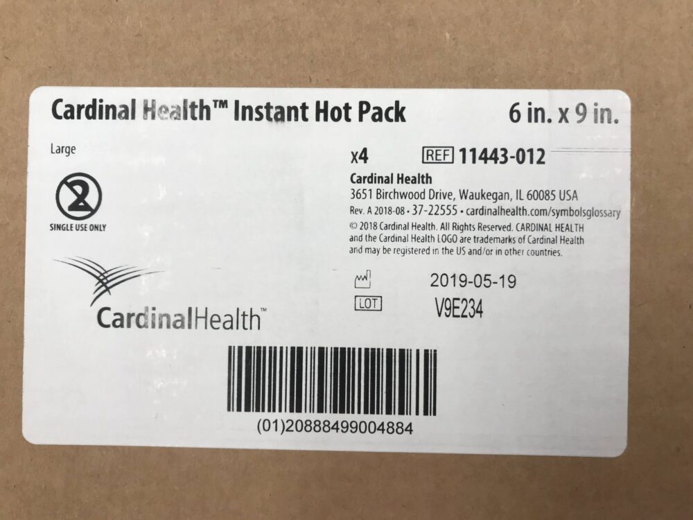 Cardinal Health 11443-012 Instant Hot Pack 6in x 9in (4/Box) – GB TECH USA
