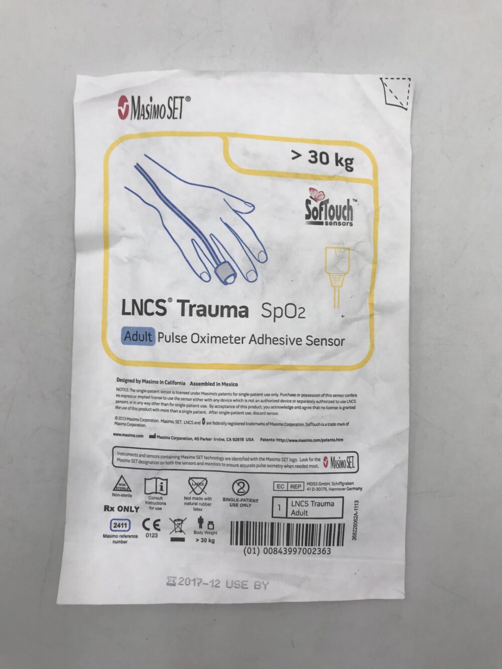 MASIMO 2411 SoftTouch Adult Pulse Oximeter Adhesive SpO2 Sensor >30kg(X ...