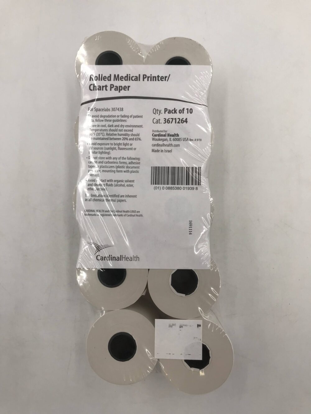 CARDINAL HEALTH 3671264 Rolled Medical Printer/Chart Paper (10/Pack ...