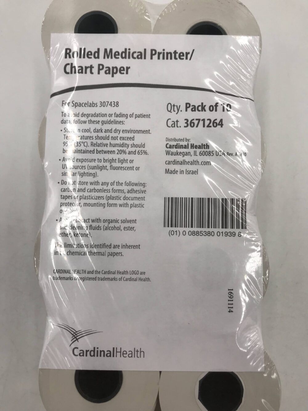 CARDINAL HEALTH 3671264 Rolled Medical Printer/Chart Paper (10/Pack ...