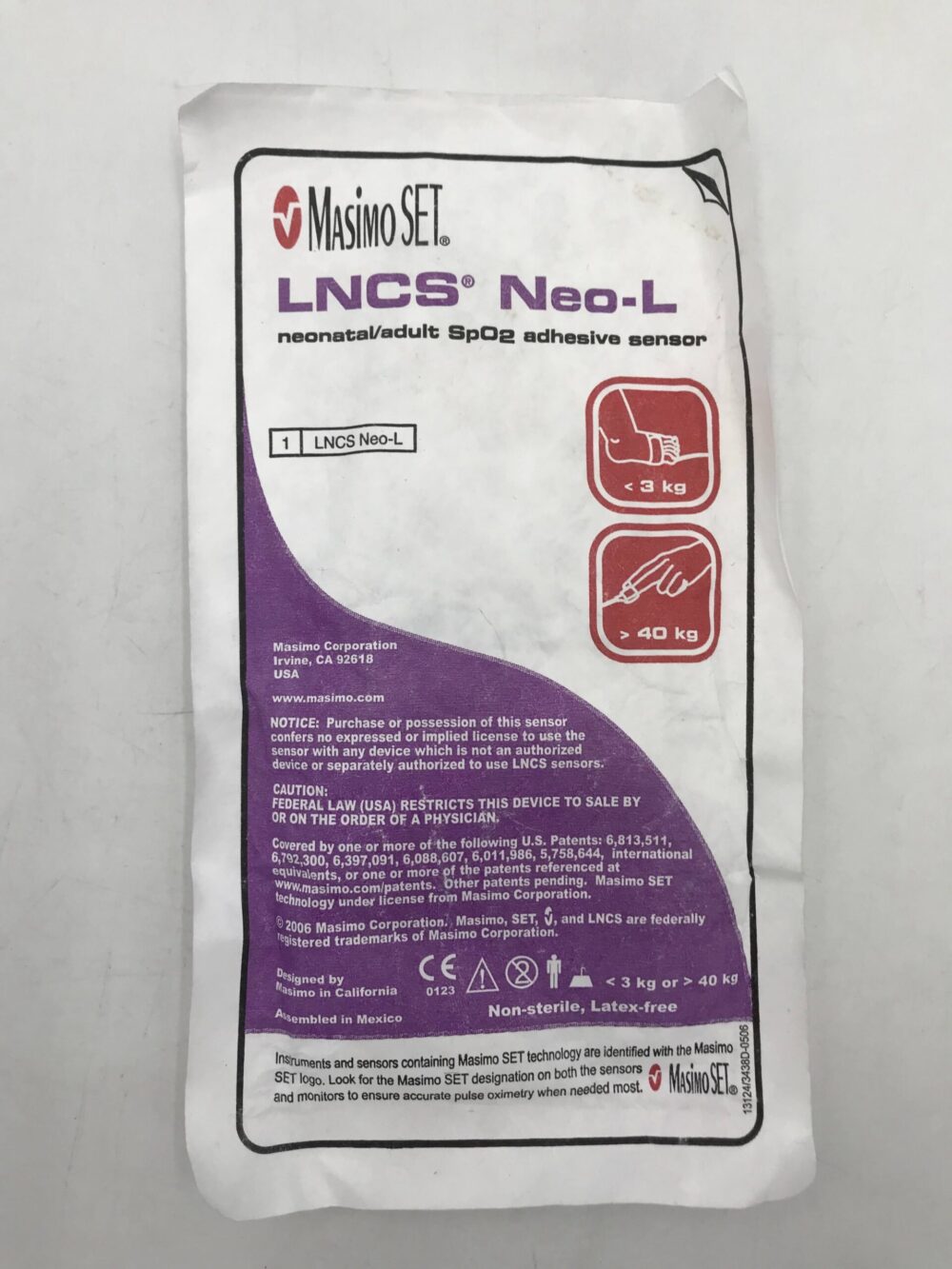 MASIMO LNCS Neo-L Neonatal/Adult SpO2 Adhesive Sensor 40kg (X) - GB ...