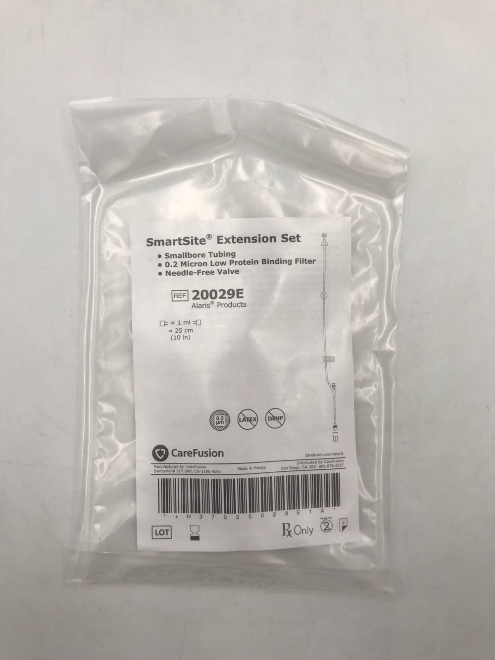 CareFusion 20029E SmartSite Extension Set Smallbore Tubing 0.2 Micron ...