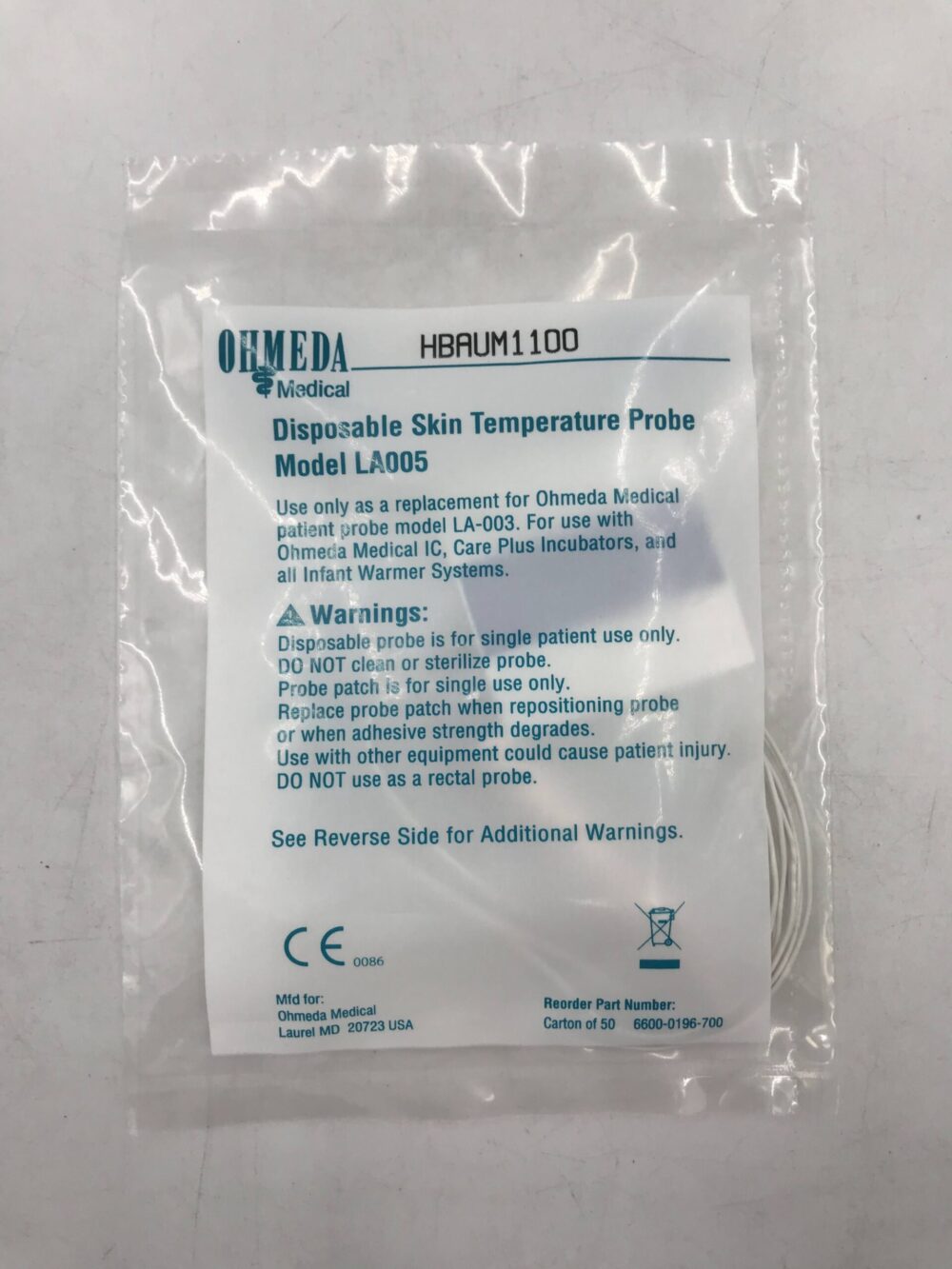 OHMED 6600-0196-700 Disposable Skin Temperature Probe Model LA005 - GB ...