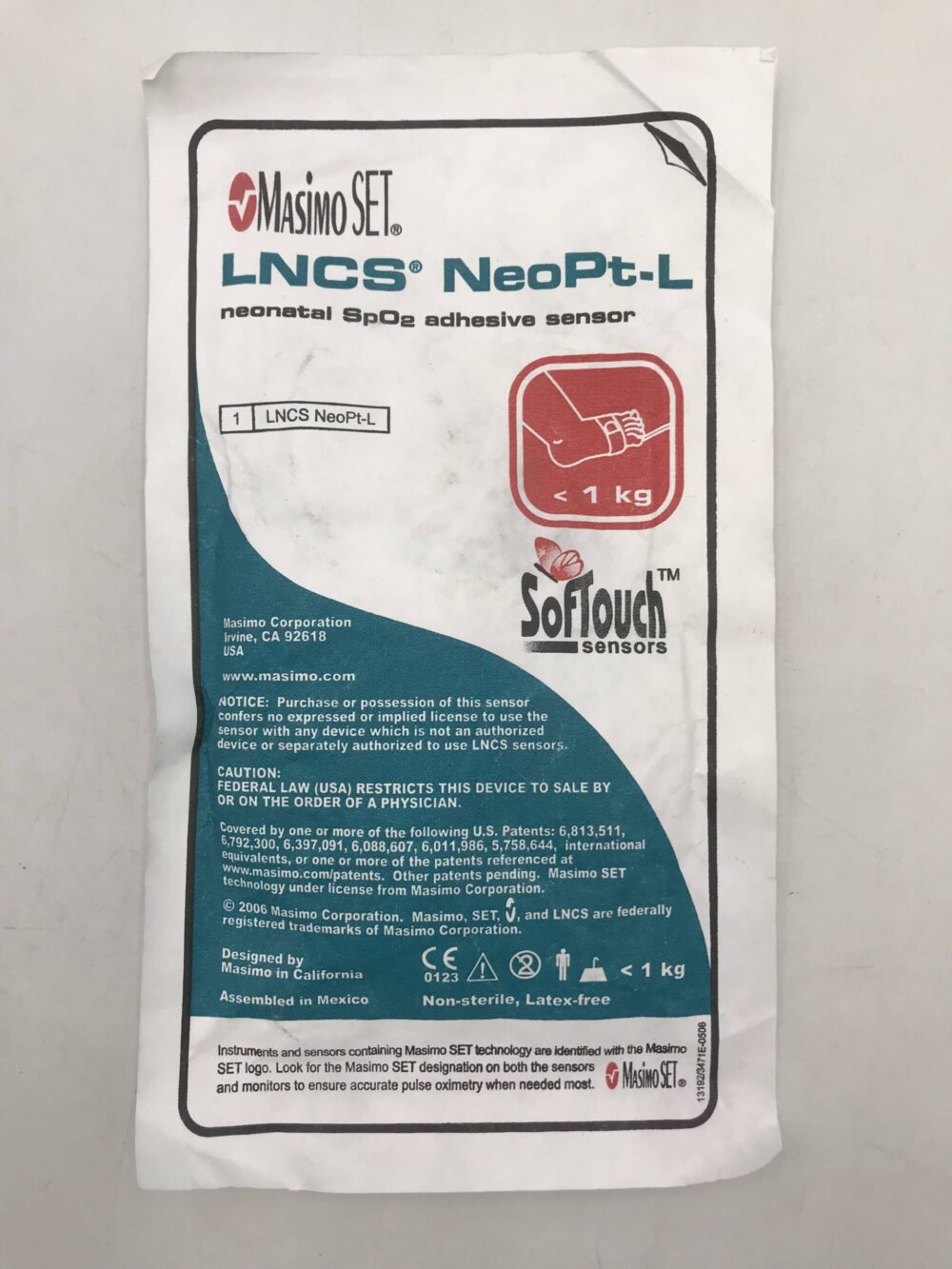 MASIMO LNCS NeoPt-L SoftTouch Neonatal SpO2 Adhesive Sensor