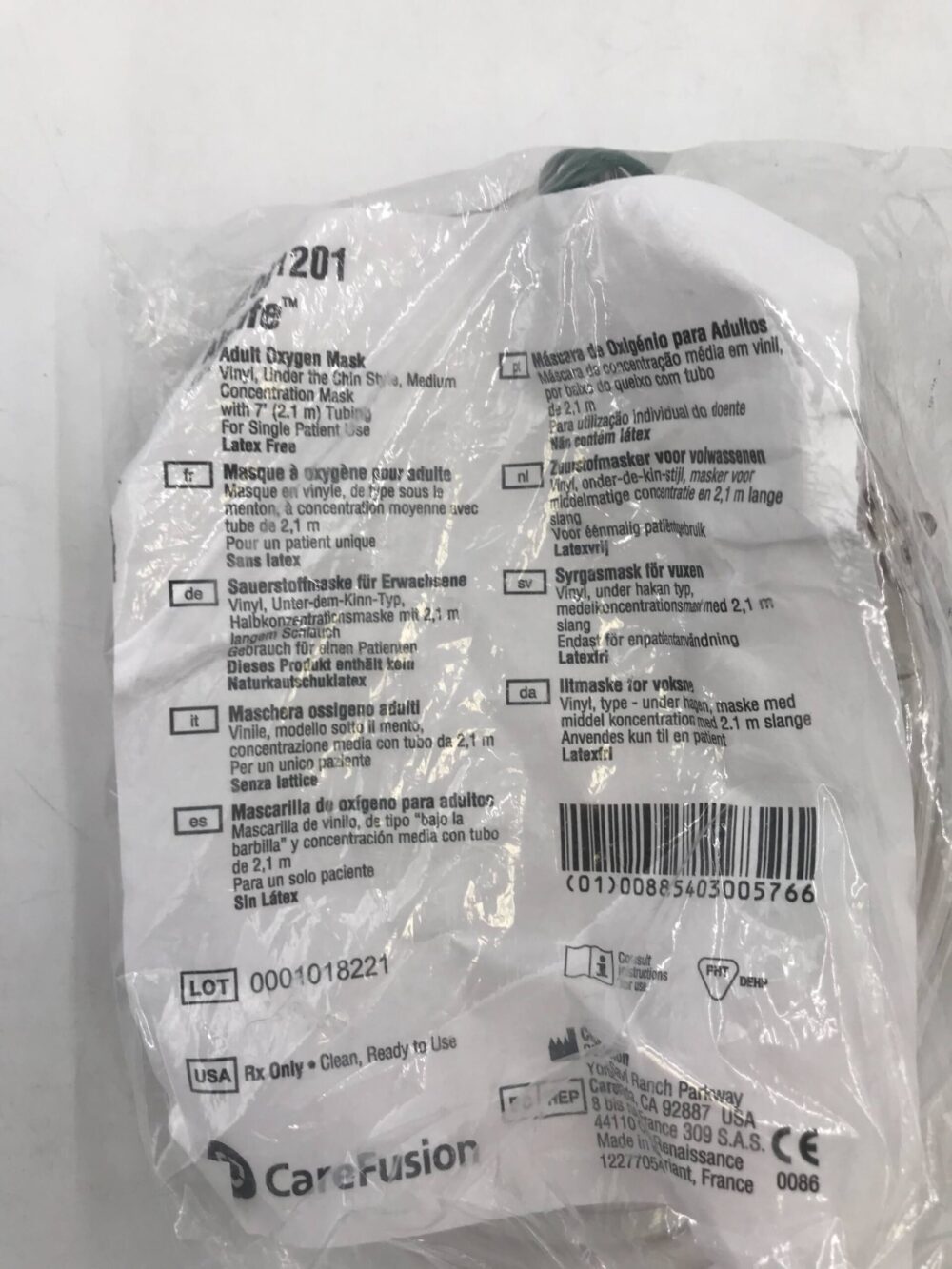 CareFusion 001201 AirLife Adult Oxygen Mask Under The Chin Style 7 ...