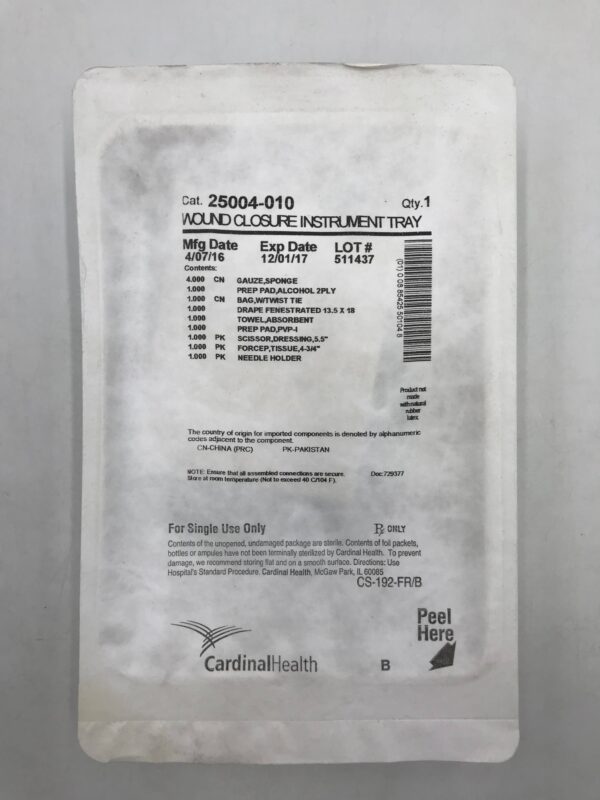 CARDINAL HEALTH 25004-010 Wound Closure Instrument Tray(X) - GB TECH USA