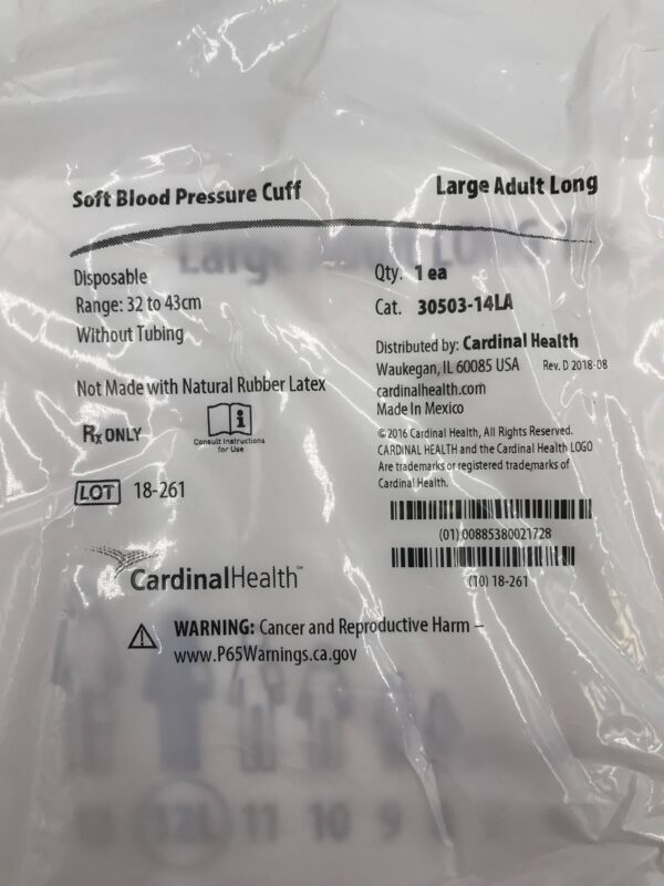 CARDINAL HEALTH 30503-14LA Soft Blood Pressure Cuff w/o Tubing 32-43cm ...