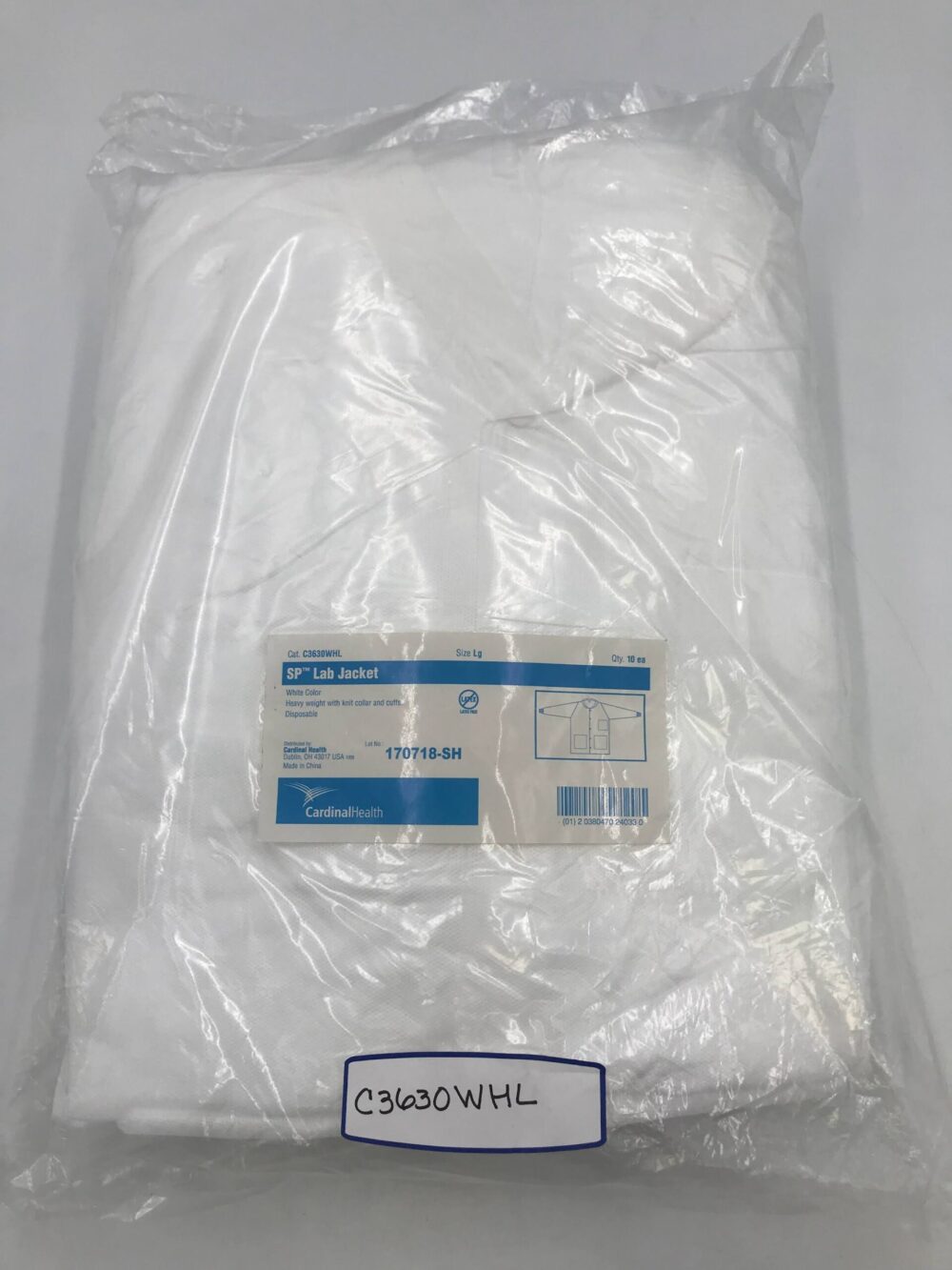 Cardinal Health C3630WHL SP Lab Jacket White Size Lg (10/Pack) - GB ...