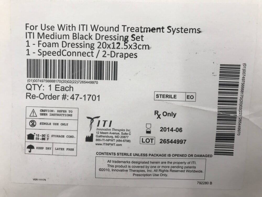 Cardinal Health 47-1701 For Use w/ ITI Wound Treatment Systems ITI ...