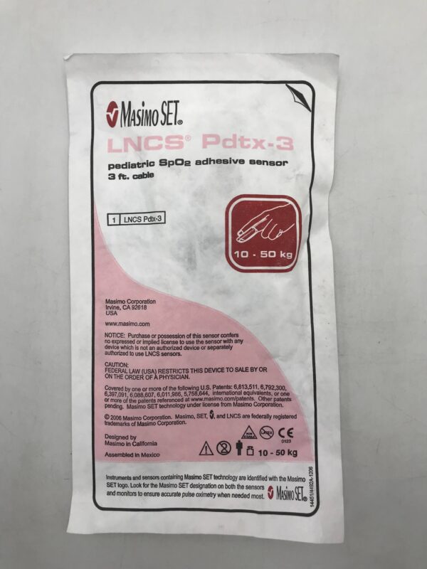 MASIMO LNCS Pdtx-3 Pediatric SpO2 Adhesive Sensor w/3ft Cable 10-502kg ...
