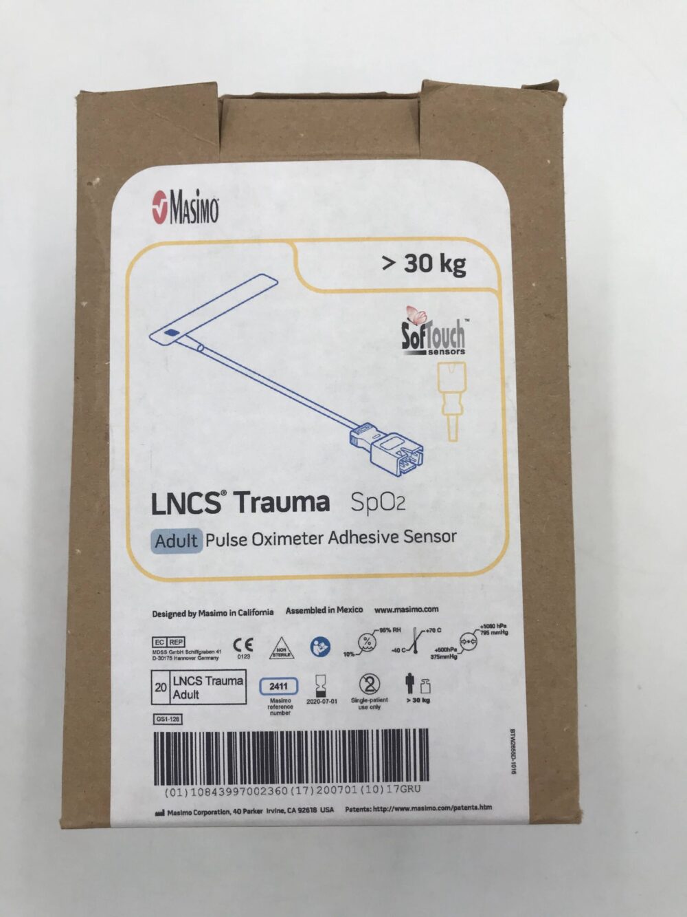 MASIMO 2411 SoftTouch LNCS Trauma Adult Pulse Oximeter SpO2 Adhesive ...