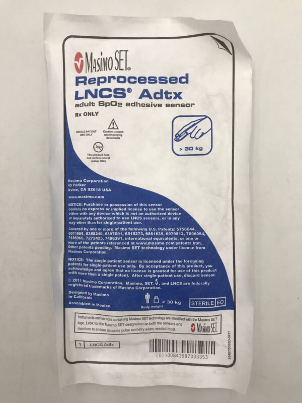 MASIMO LNCS Adtx Adult SpO2 Adhesive Sensor >30kg (Reprocessed)(X) – GB ...