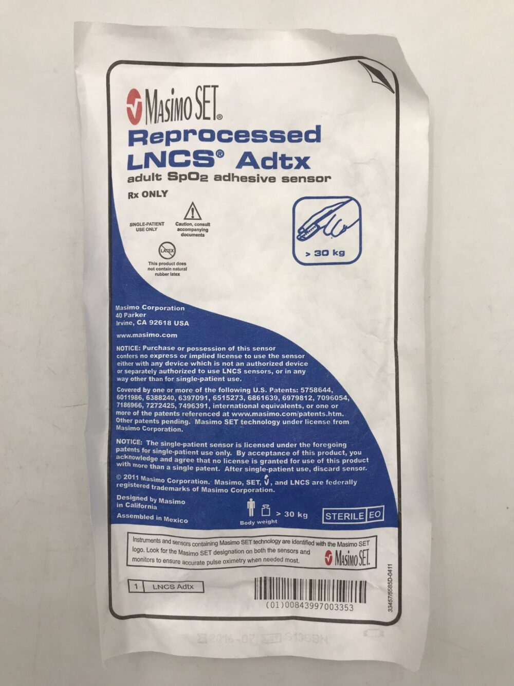 MASIMO LNCS Adtx Adult SpO2 Adhesive Sensor >30kg (Reprocessed)(X) - GB ...